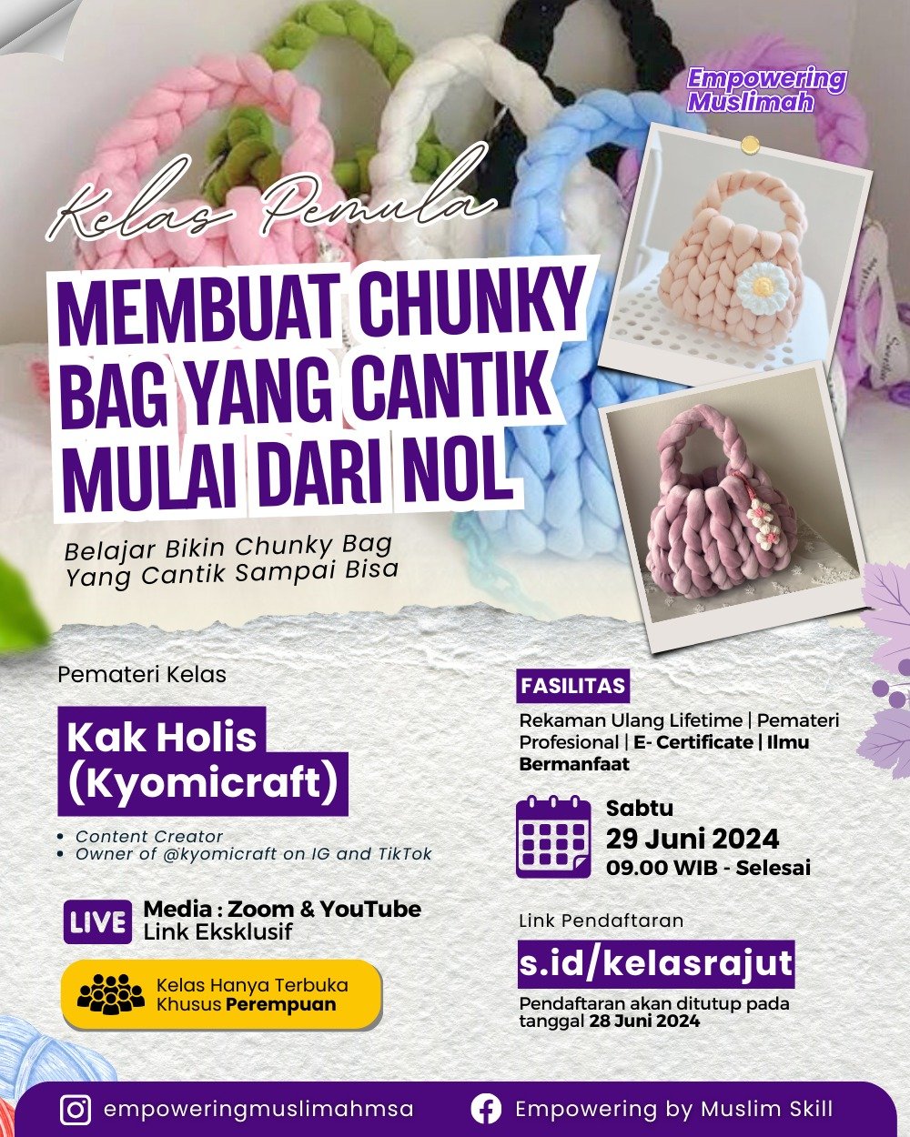 Kelas Merajut Tingkat Dasar Batch 10 A – Empowering Muslimah